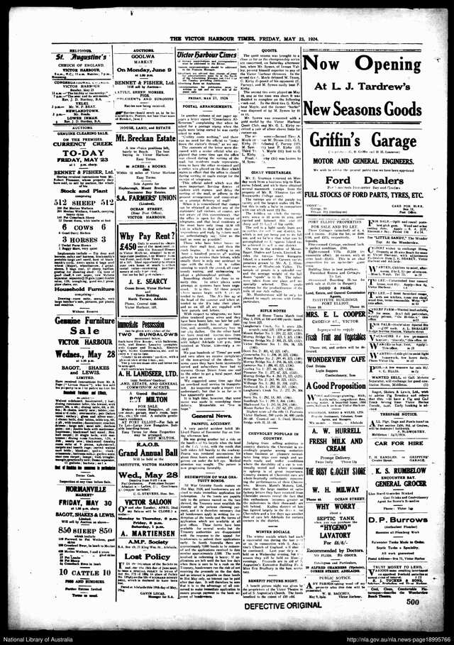 What happened 23/5, 1924? | The Victor Harbor Times